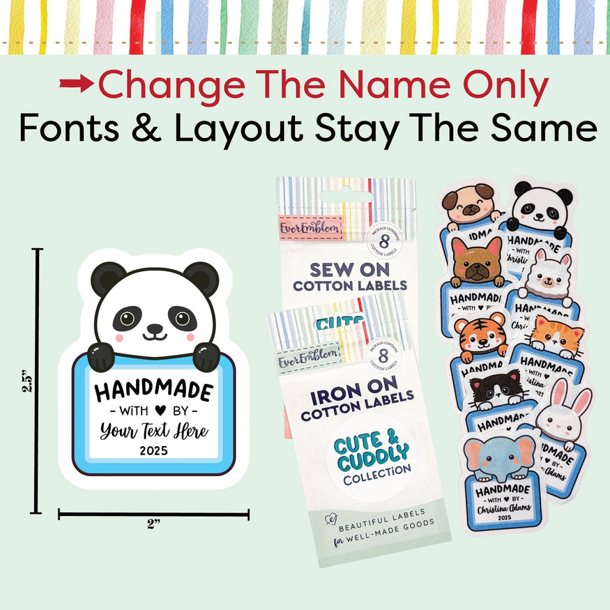 Cute Animal Sewing label pack, iron on labels ready to ship | EverEmblem