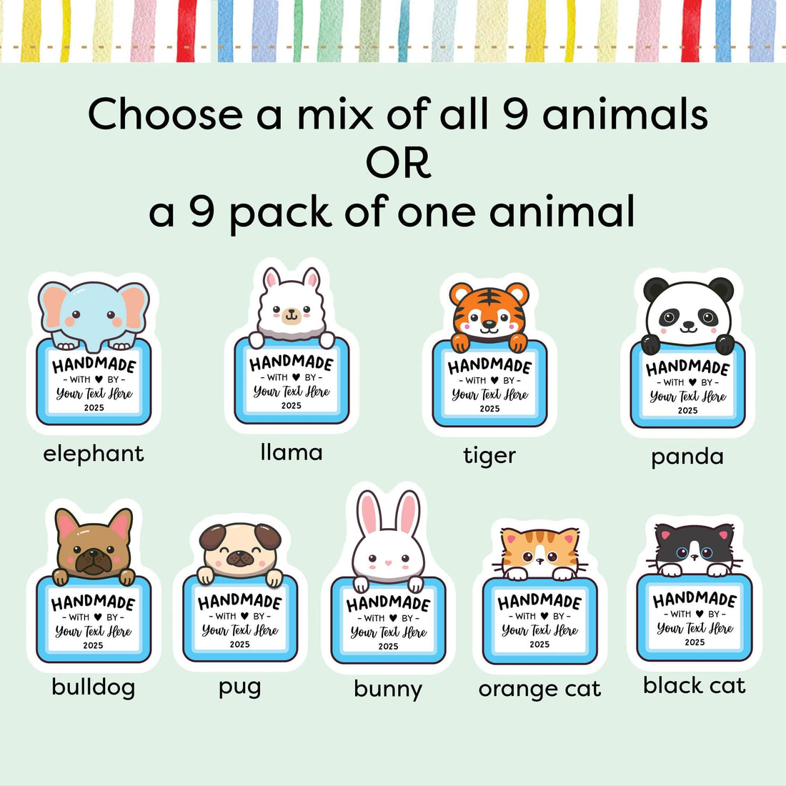 Cute Animal Sewing label pack, iron on labels ready to ship | EverEmblem