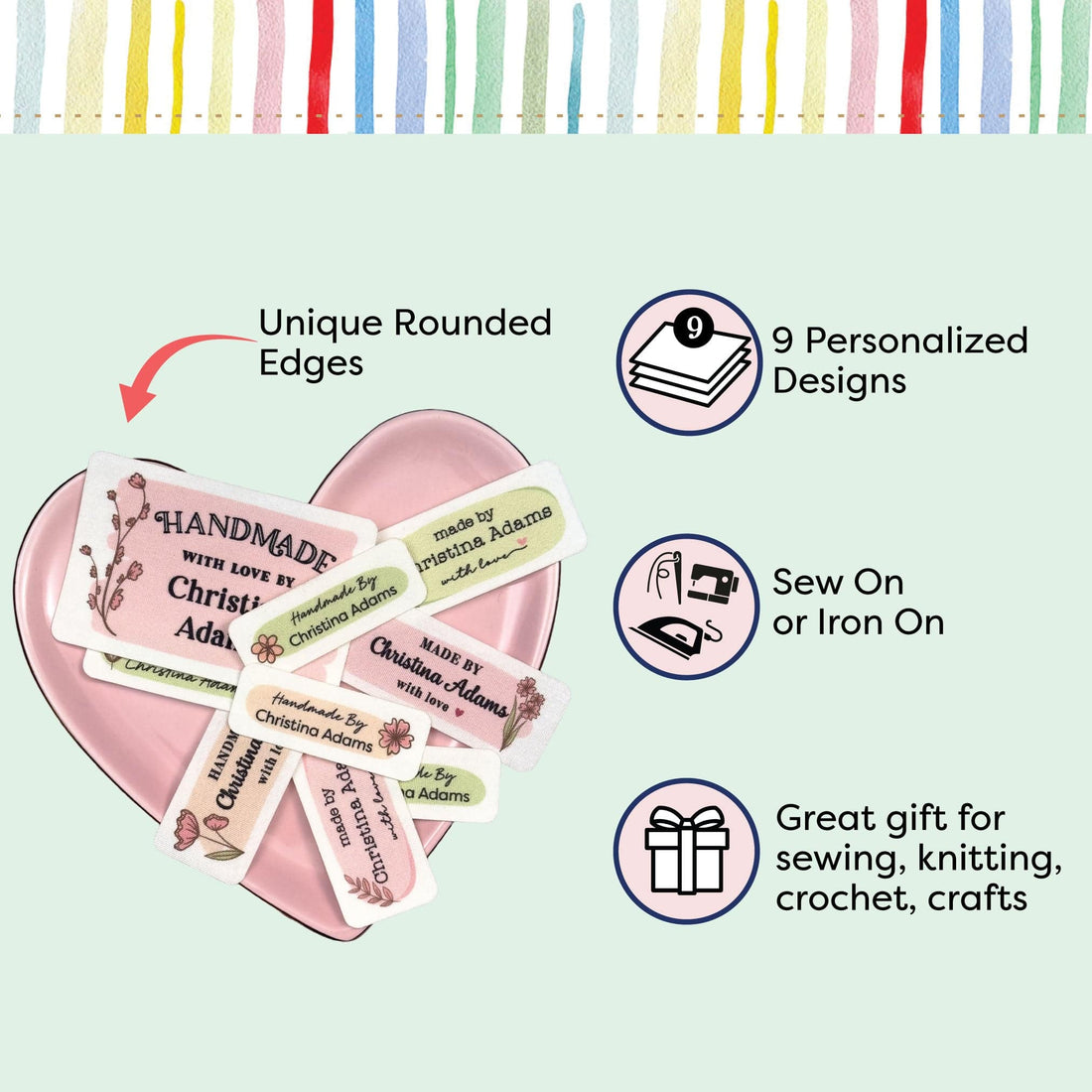 Spring Collection Sewinglabel pack, iron on cotton labels ready to ship ...