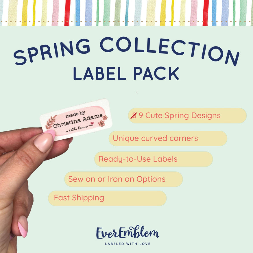 Spring Collection Sewinglabel pack, iron on cotton labels ready to ship ...