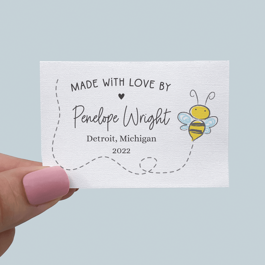 Cute Buzzing Bee Tag - 2"x3" cotton tags – EverEmblem