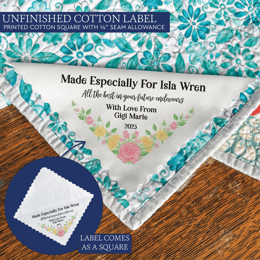 Custom Floral Corner Quilt Label – EverEmblem