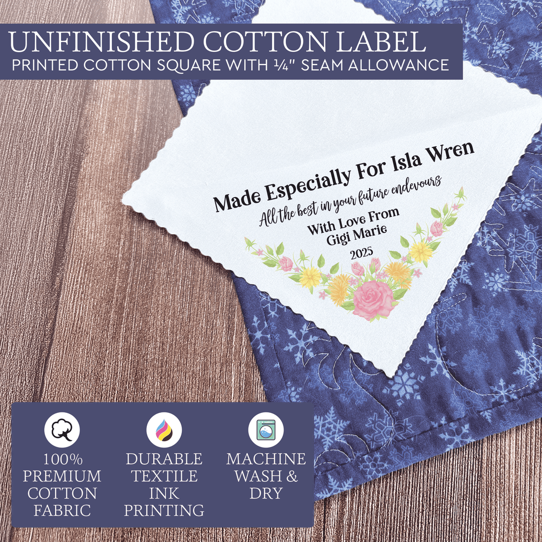 Custom Floral Corner Quilt Label – EverEmblem
