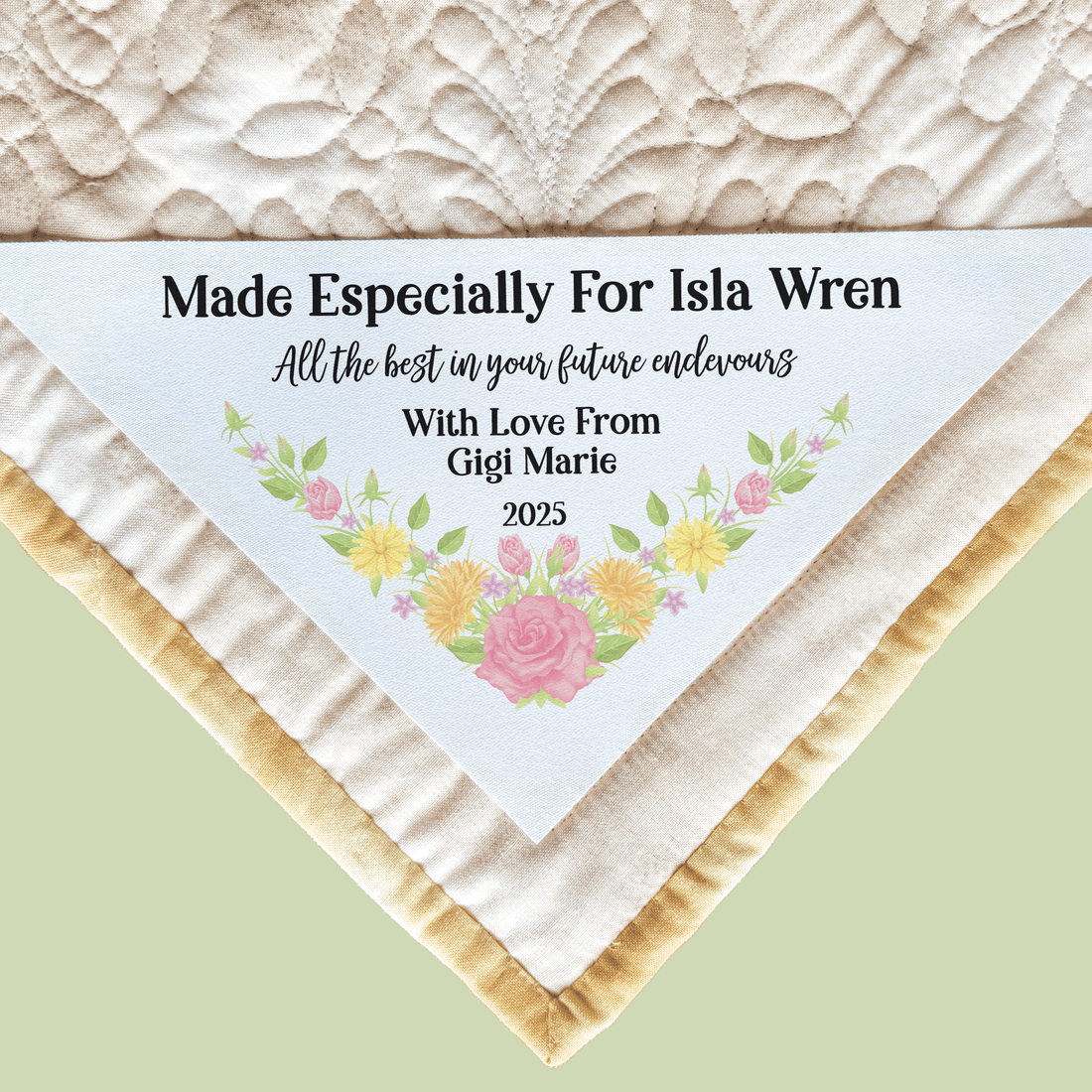 Custom Floral Corner Quilt Label – EverEmblem