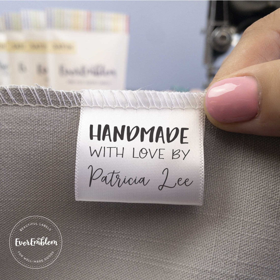 Modern Text Satin Tags - Branding tags – EverEmblem